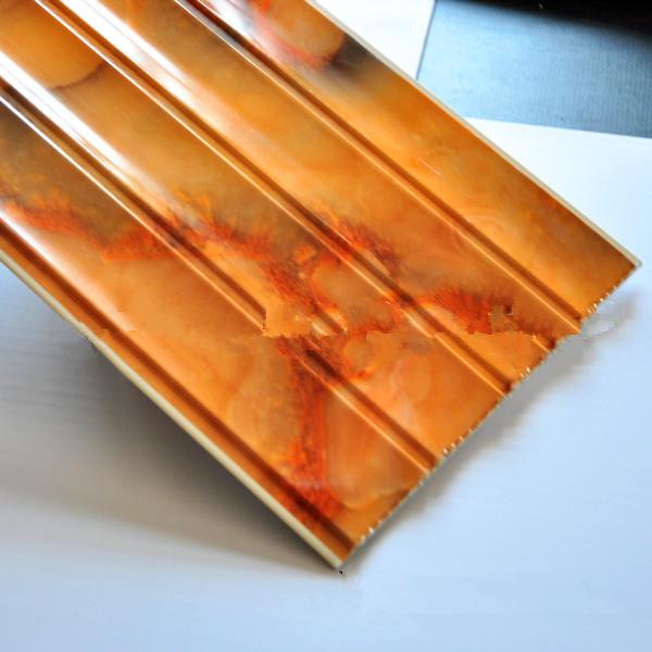 Wood Grain Strip Laminated Pvc Wall Panel 3d Effect Self Fire Extinguishing